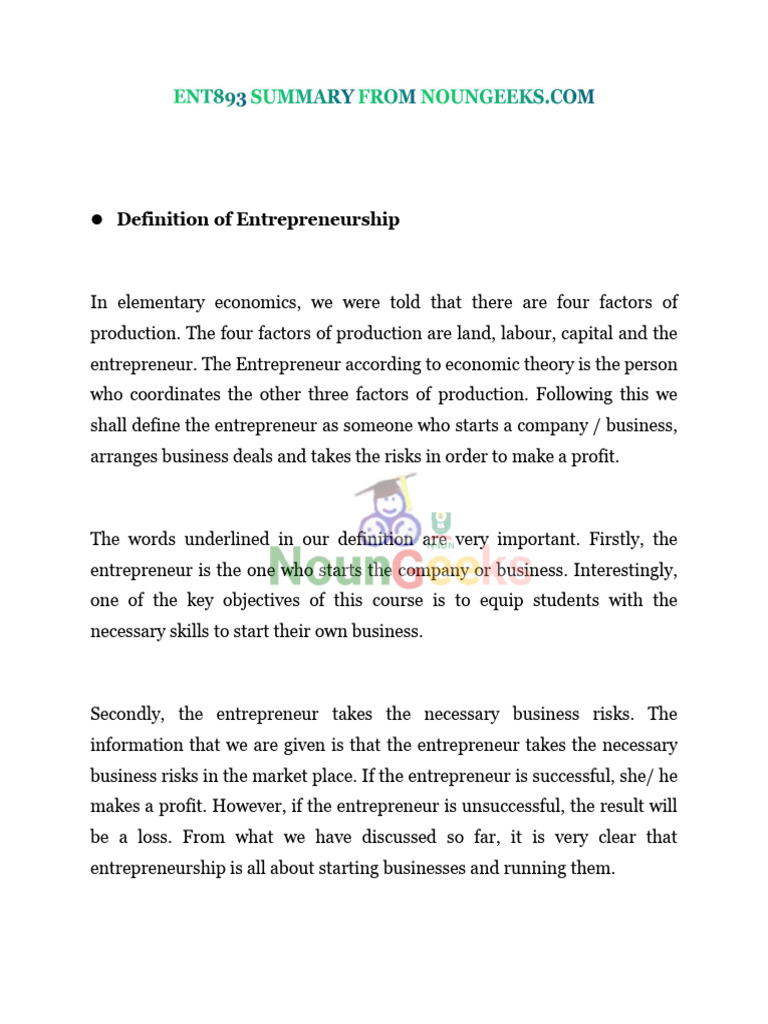 Entrepreneurship Summary | PDF | Partnership | Leadership