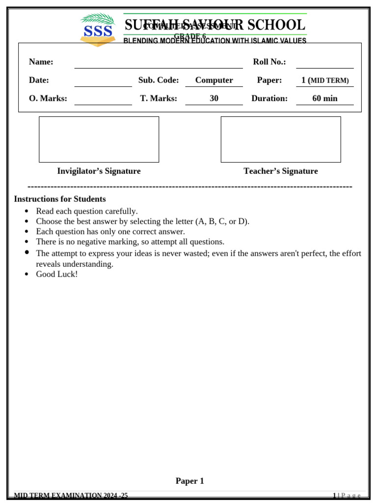 Grade 6 Computer P1 | PDF | Robot | Robotics