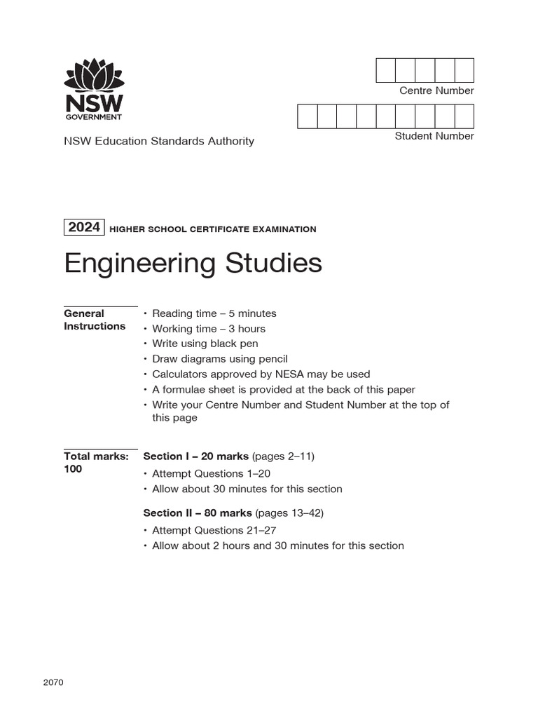2024 HSC Engineering Studies Exam Paper | PDF | Coaxial Cable | Lift ...