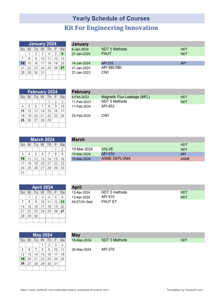 Yearly - Schedule - of - Events2024 - 2 SEC | PDF | Nondestructive ...
