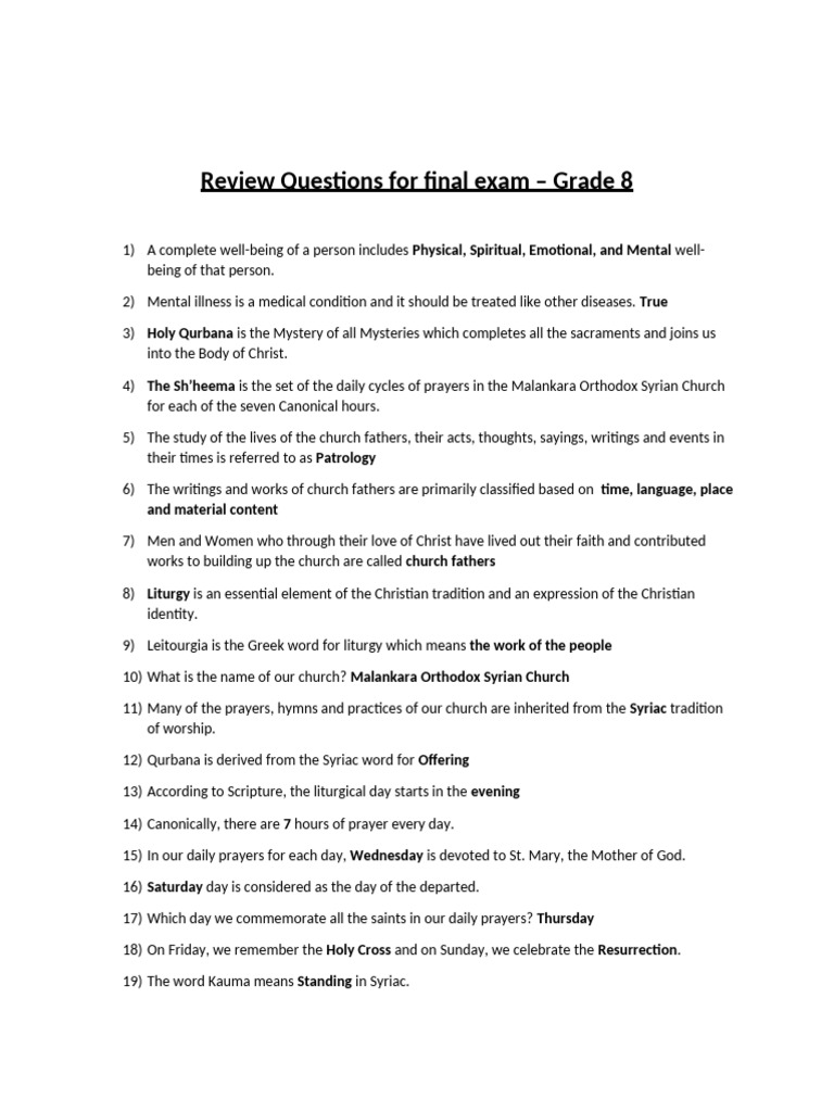 Final exam review-Grade8 | PDF | Mary, Mother Of Jesus | Liturgy