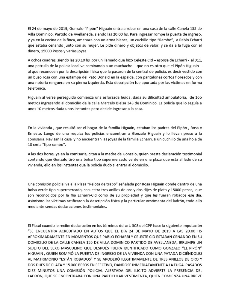 Caso Pipon Higuain | PDF | Robo | Justicia penal