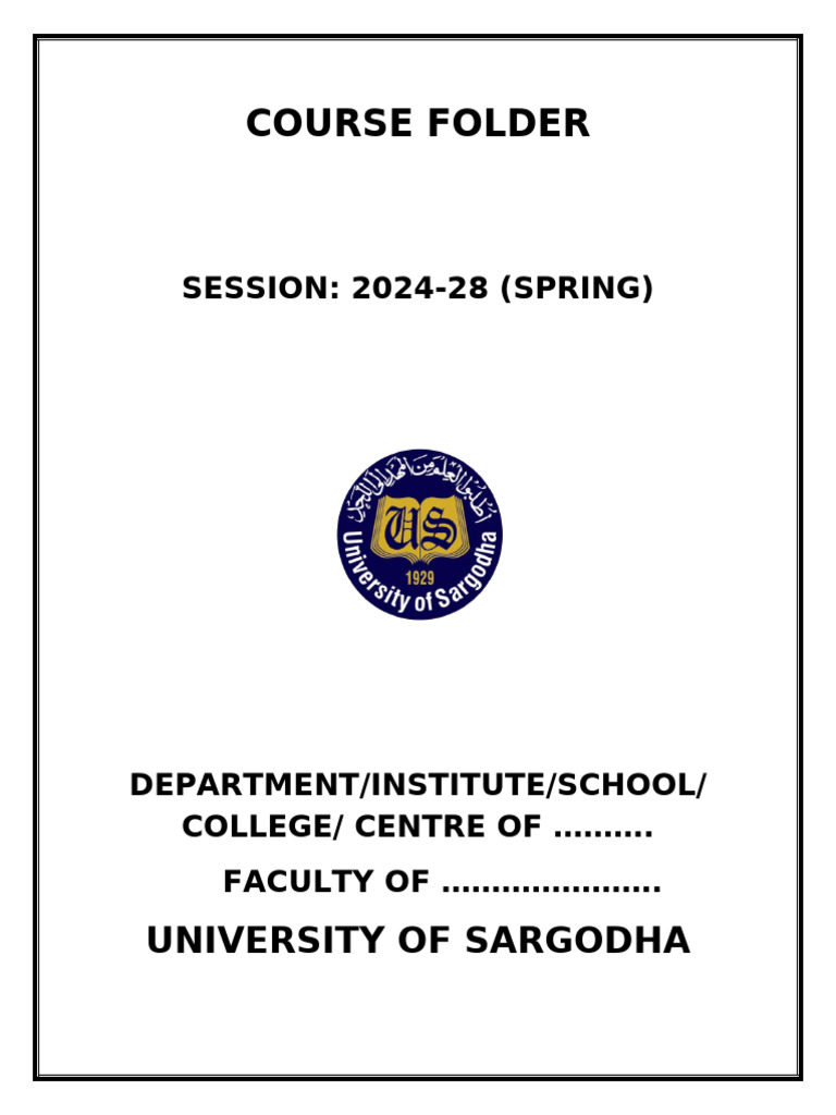 Course_Folder UOS | PDF | Teachers | Course Evaluation