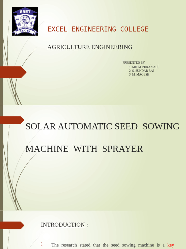 Seed Sowing Machine | PDF | Electric Motor | Sowing