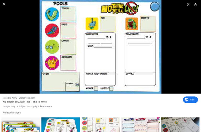 No Thank You Evil Character Sheet - Google Search | PDF