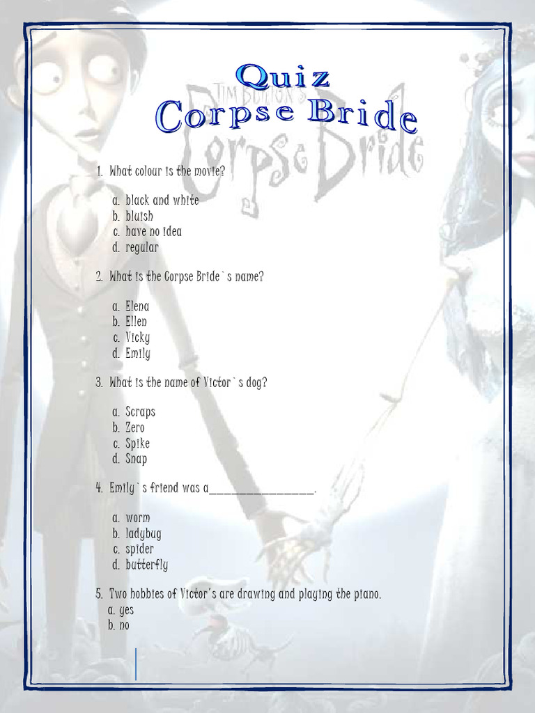 Corpse Bride - Quiz | PDF