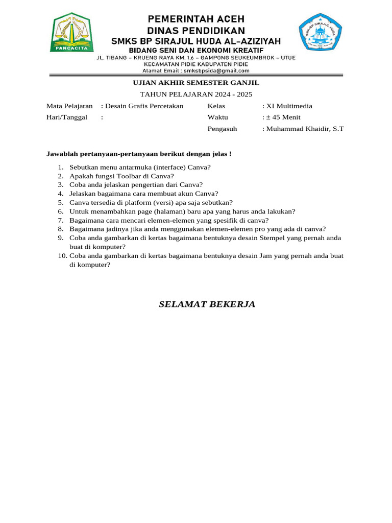 Soal Ujian DGP-Muhammad Khaidir | PDF