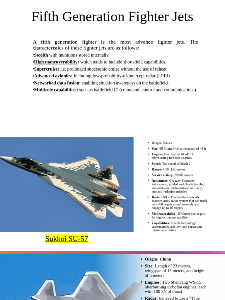 Fifth Generation Fighter Jets | PDF