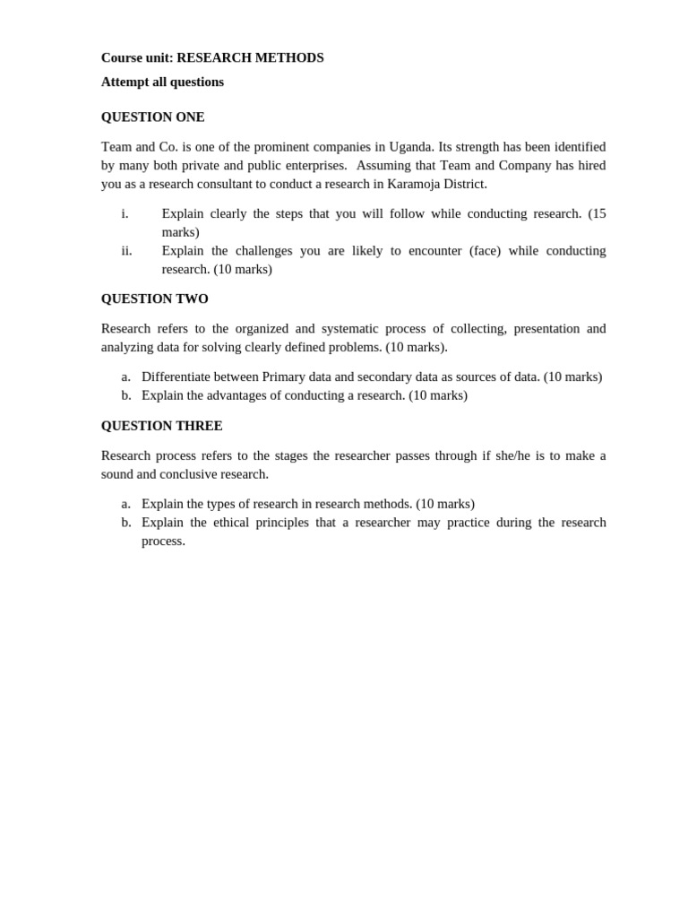 Research Methods Questions | PDF