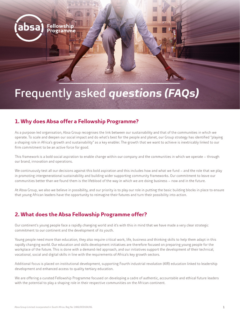 absa-fellowship-faq | PDF | Mentorship | Engineering