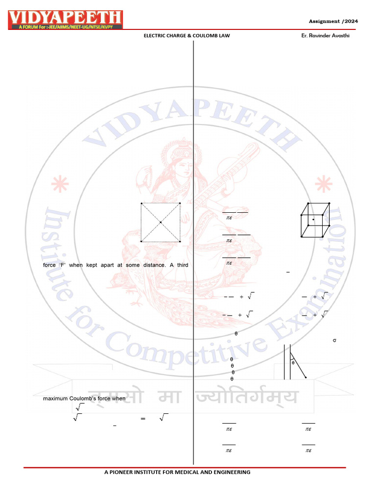 Assignment Electric Charge and Column Law-06!12!2024 (With Key) | PDF ...