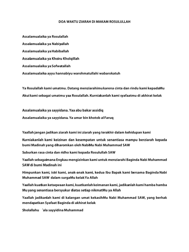 Doa Waktu Ziarah Di Makam Rosulullah Pdf