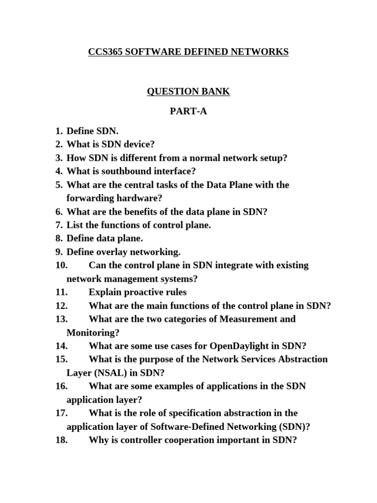 Ccs365 Software Defined Networks Question Bank | PDF