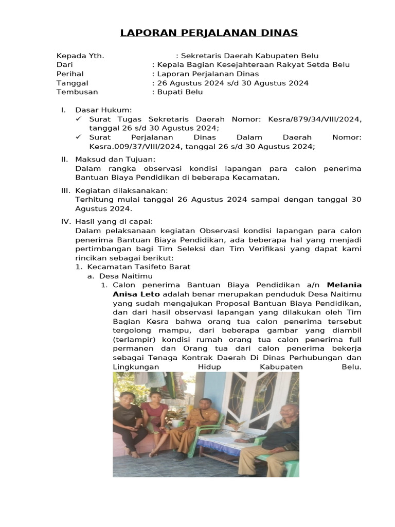 Laporan Dinas Bantuan Pendidikan | PDF