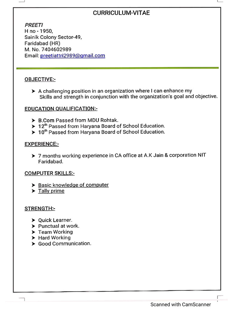 Preeti CV | PDF