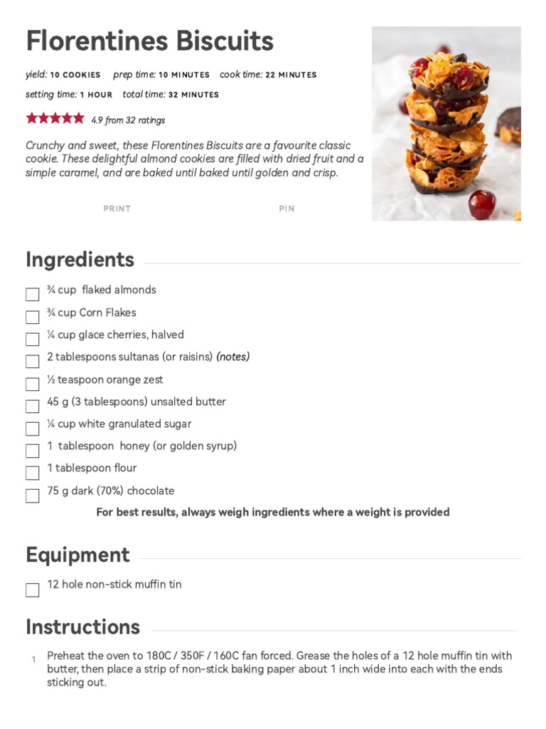 Florentines Biscuits - Sugar Salt Magic | PDF | Muffin | Teaspoon
