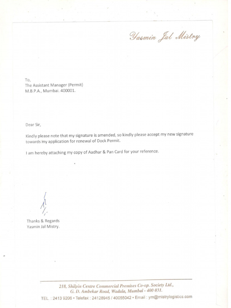 Letter For Renewalof Dock Permit | PDF