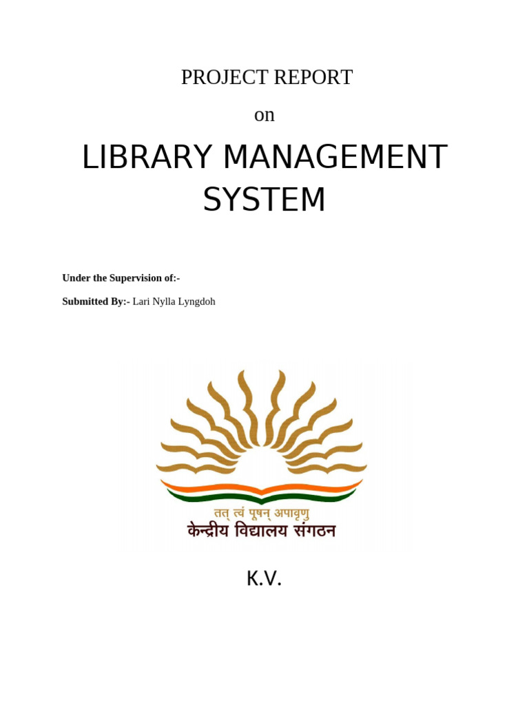 LIBRARY MANAGEMENT SYSTEM Class 12 Cbse Computer Science Project File | PDF | Databases | Libraries