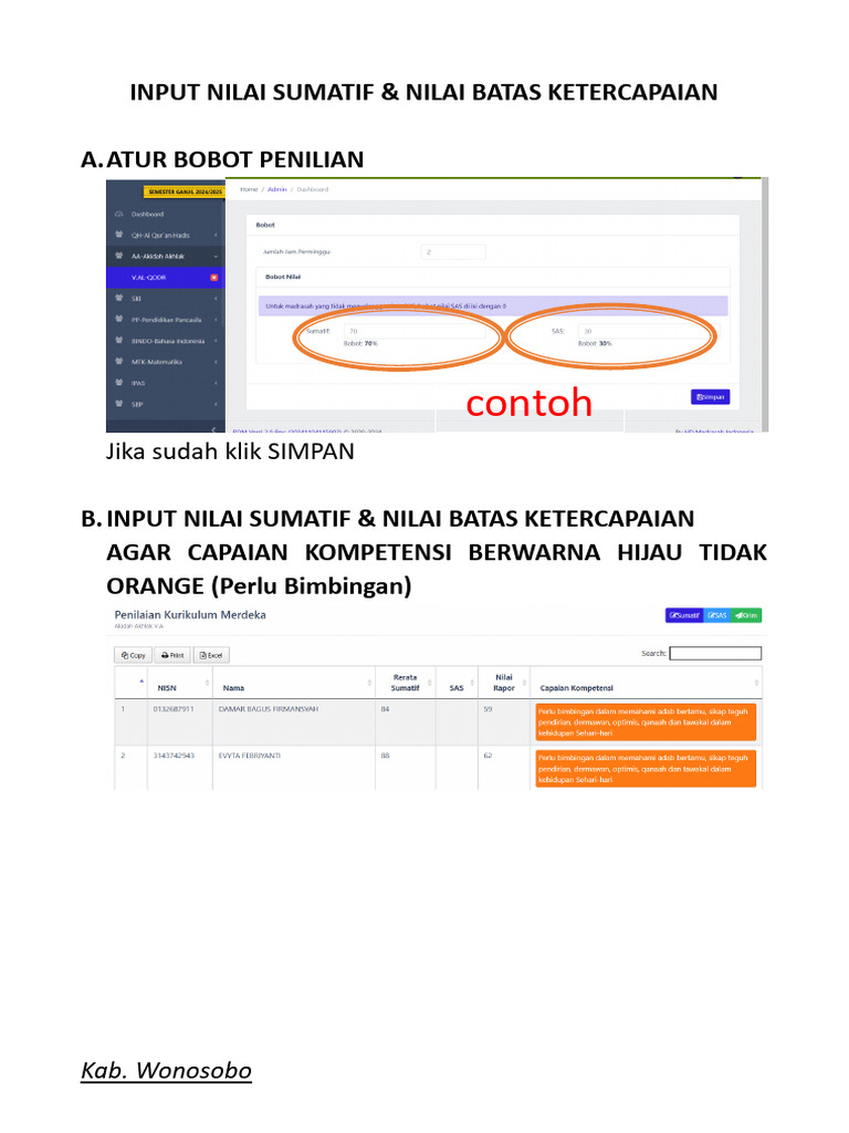Input Nilai Sumatif di RDM Wonosobo | PDF