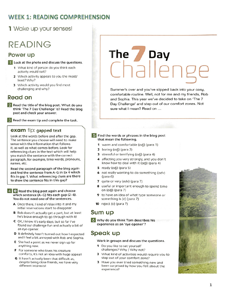 Week 1 Reading Comprehension | PDF