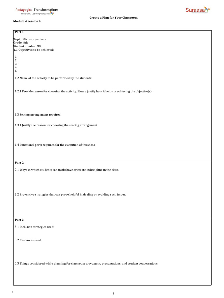 4 Part Plan Template | PDF