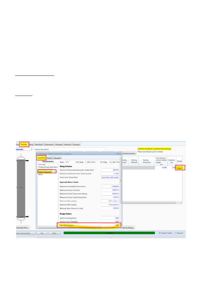 How To Verify - Check The Turndown Ratio of Column in HYSYS and Aspen Plus | PDF