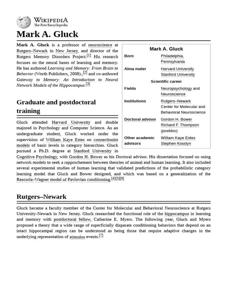 Mark_A._Gluck | PDF | Behavioural Sciences | Cognition