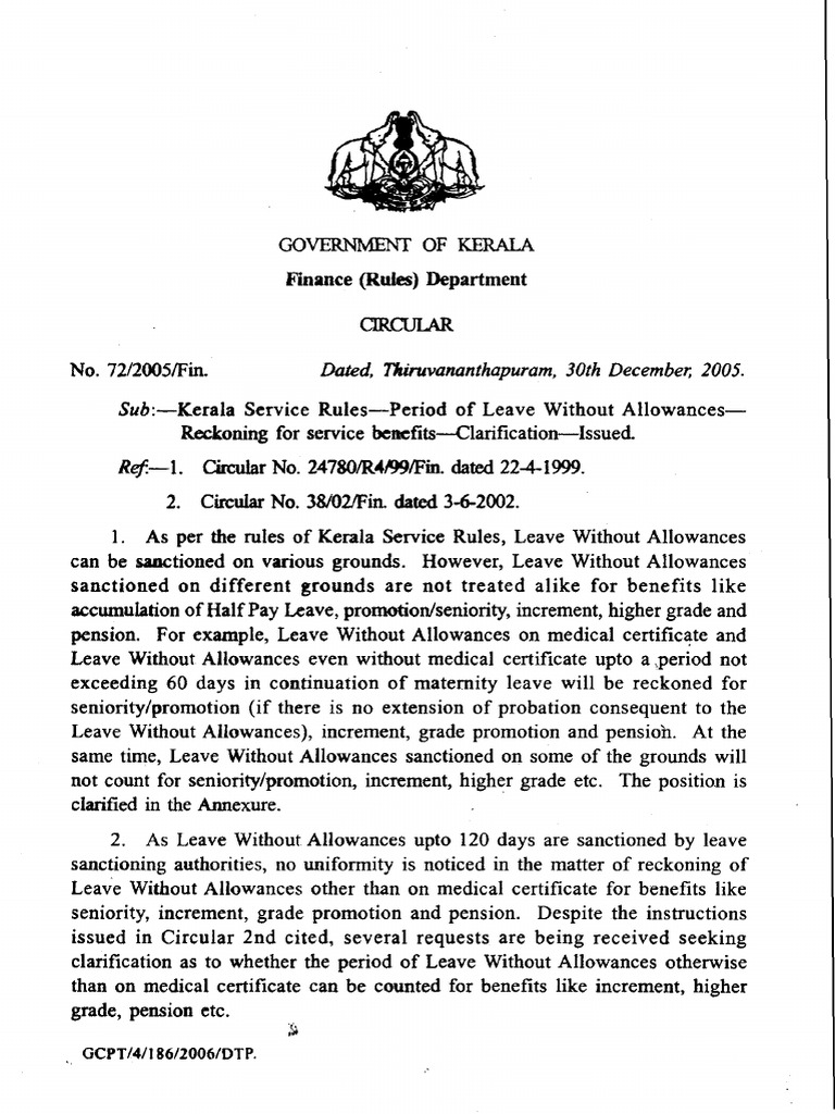 KSR Period of Leave Without Allowances | PDF