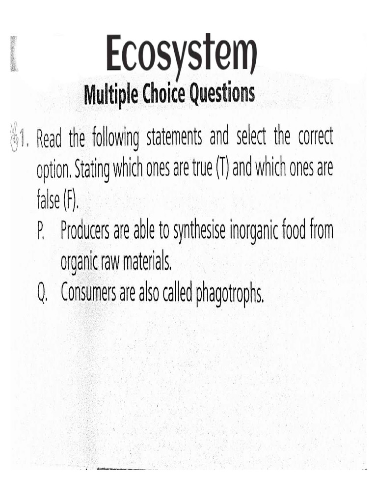 Ecosystem Class 12 MCQ | PDF