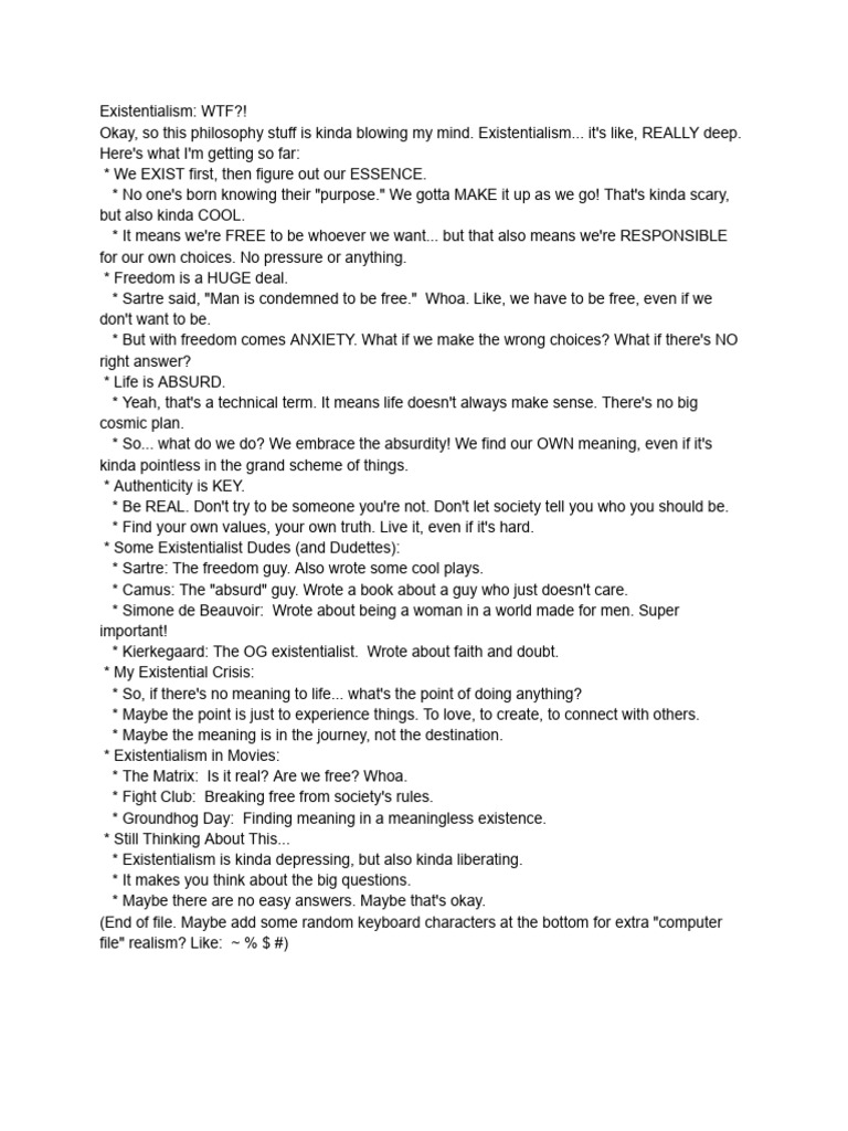 Intro To Philosophy - Existentialism | PDF