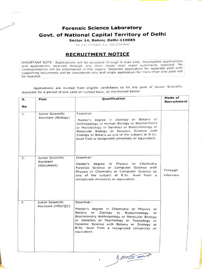 Junior Scientific Assistant Recruitment | PDF | Zoology | Science