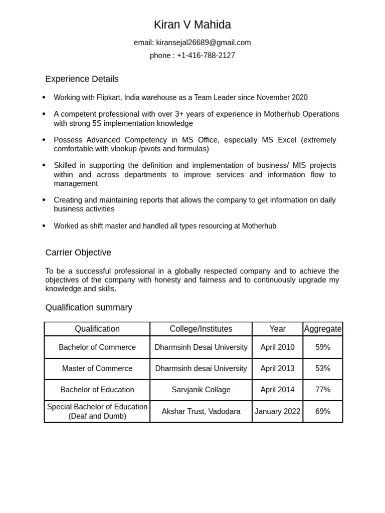 Kiran Resume Updated | PDF