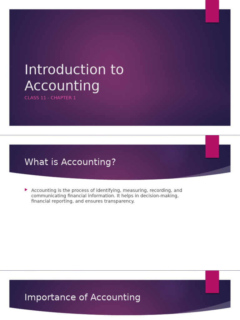 Introduction To Accounting CH 1 | PDF