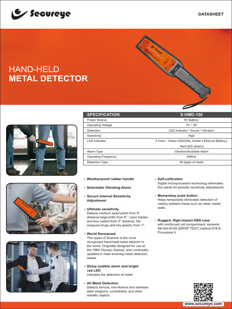 S-HMD-100 | PDF | Metal Detector | Manufactured Goods