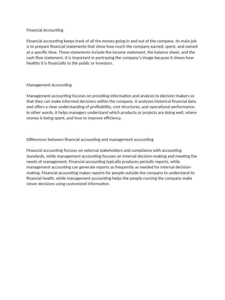 Financial Accounting vs management accounting | PDF Financial Accounting vs management accounting | PDF