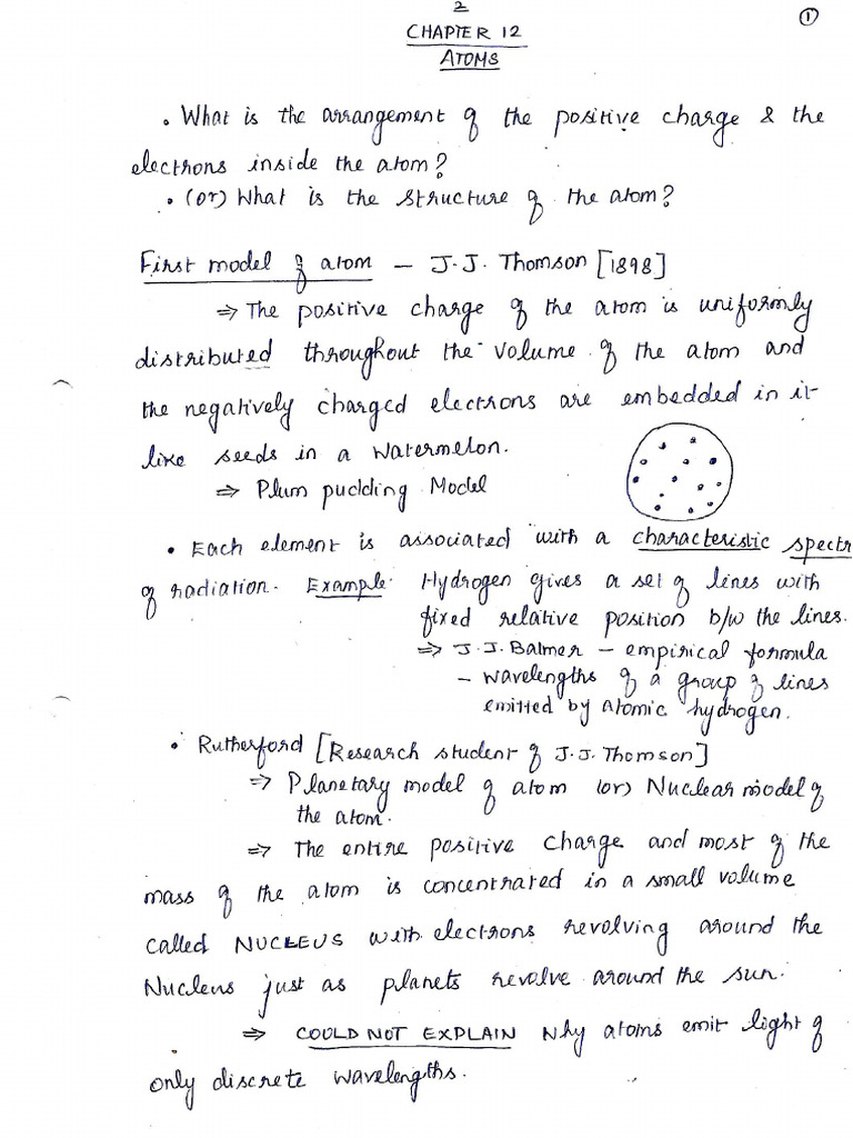 CH 12 Atoms Notes | PDF
