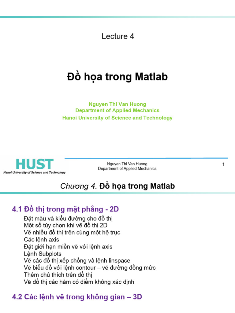 Matlab Lecture 4 - Do Thi Trong Matlab | PDF