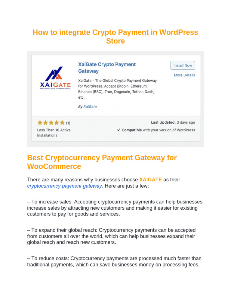 WooCommerce Crypto Payment Guide | PDF | Cryptocurrency | Word Press