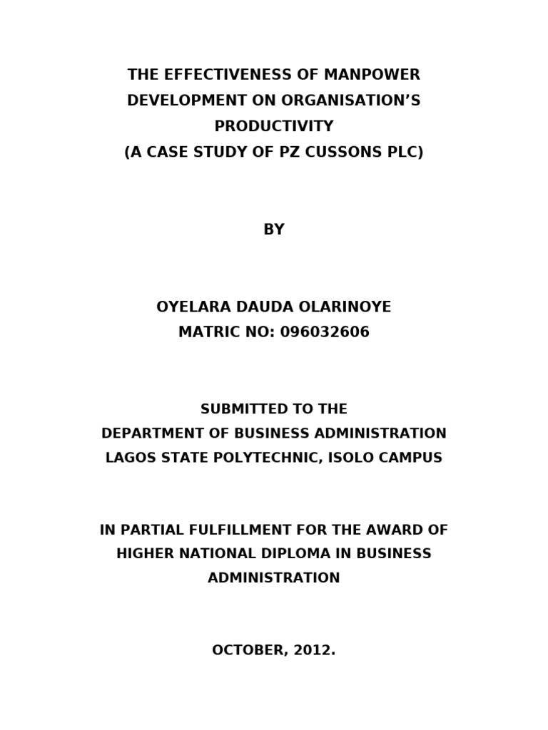 The Effectiveness of Manpower Development On Organisation | PDF | Business