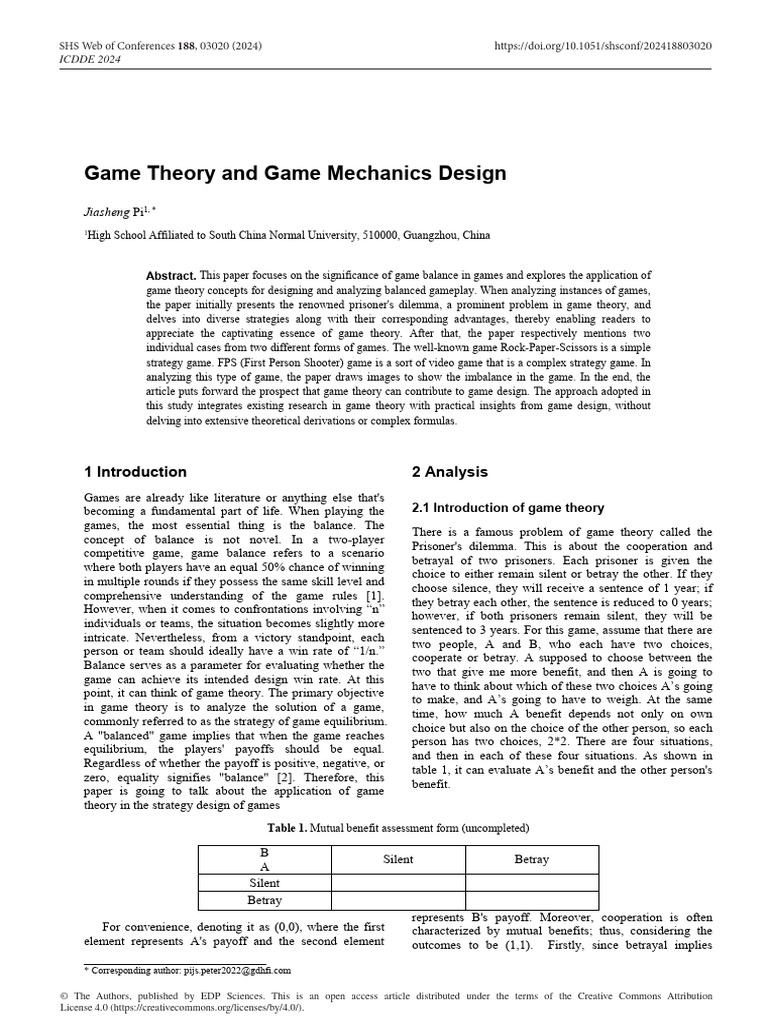 shsconf_icdde2024_03020 | PDF | Game Theory | Video Games