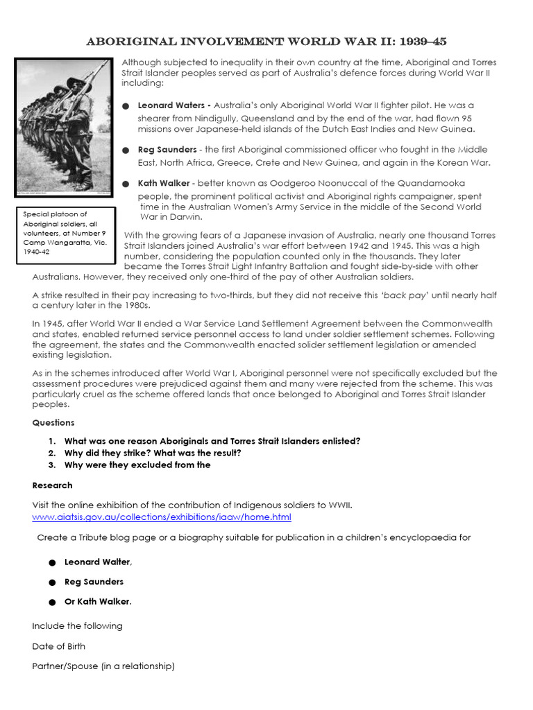 26 Aboriginal involvement World War II (1) | PDF | Australia ...
