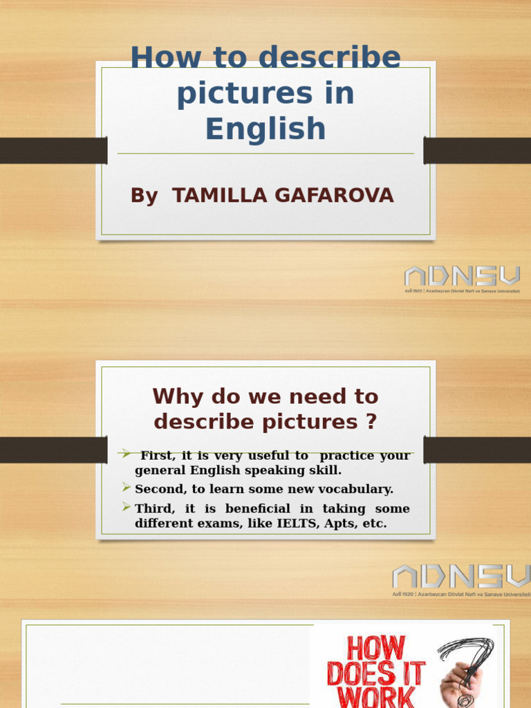 How to describe pictures in English | PDF