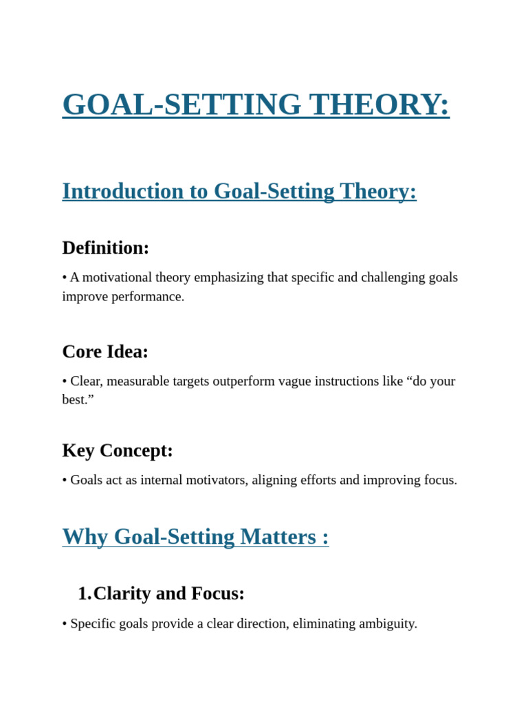 Goal Setting Theory^ | PDF