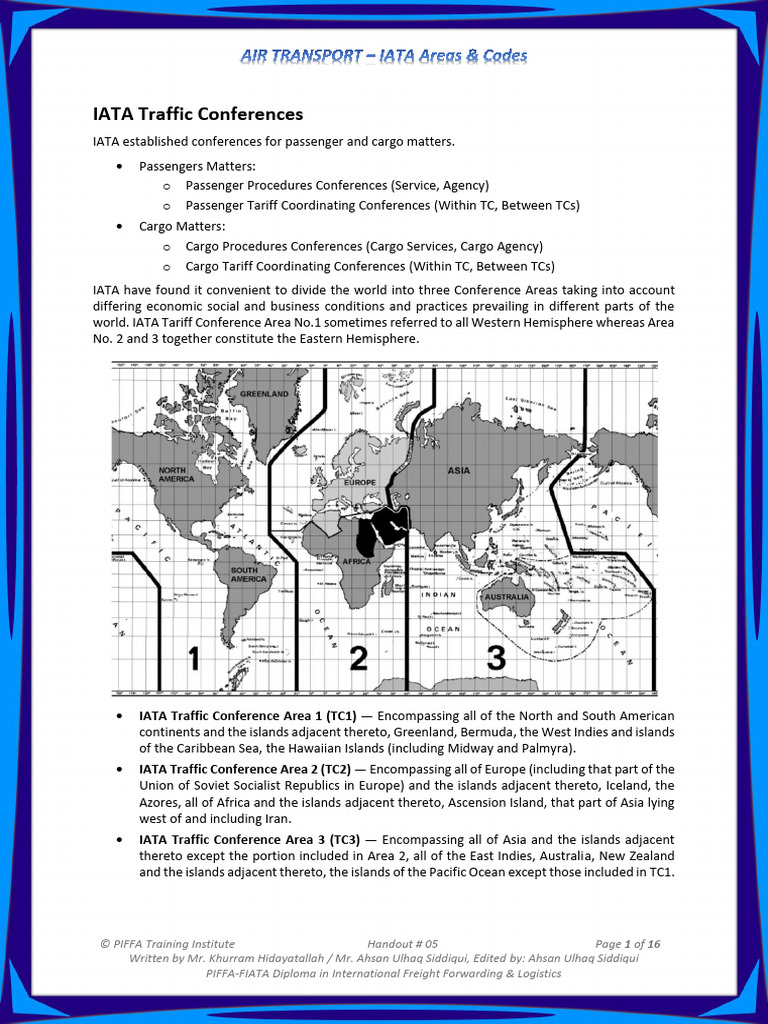 Handout # 05 Air-IATA Areas n Codes | PDF | Transport | Transport Companies