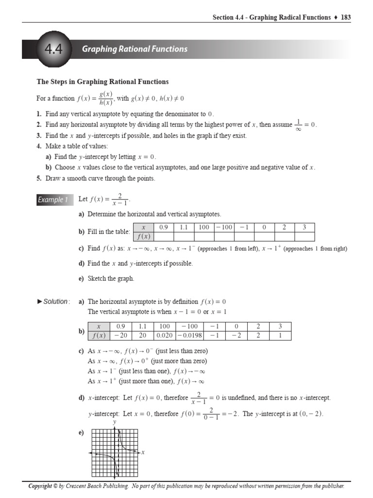 The Steps in Graphing Rational Functions | PDF | Asymptote | Elementary Mathematics