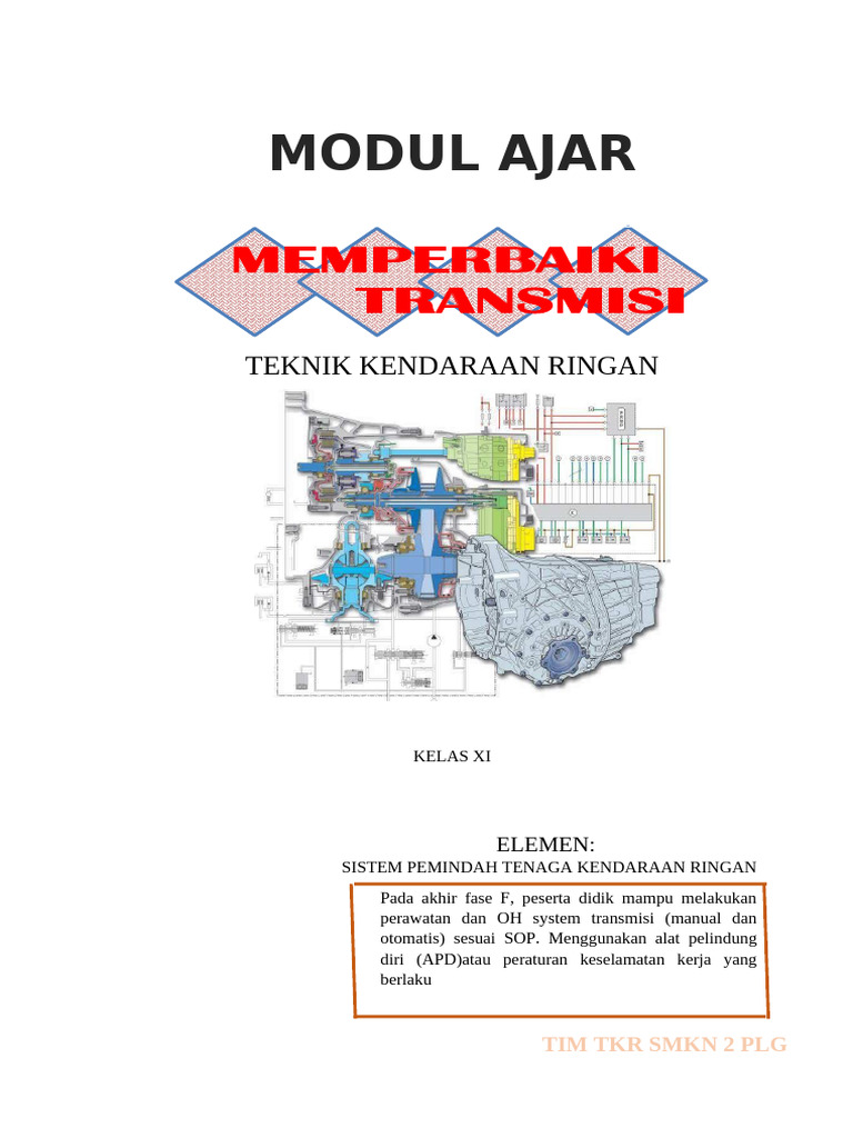 Modul Ajar TKR Transmisi Manual | PDF
