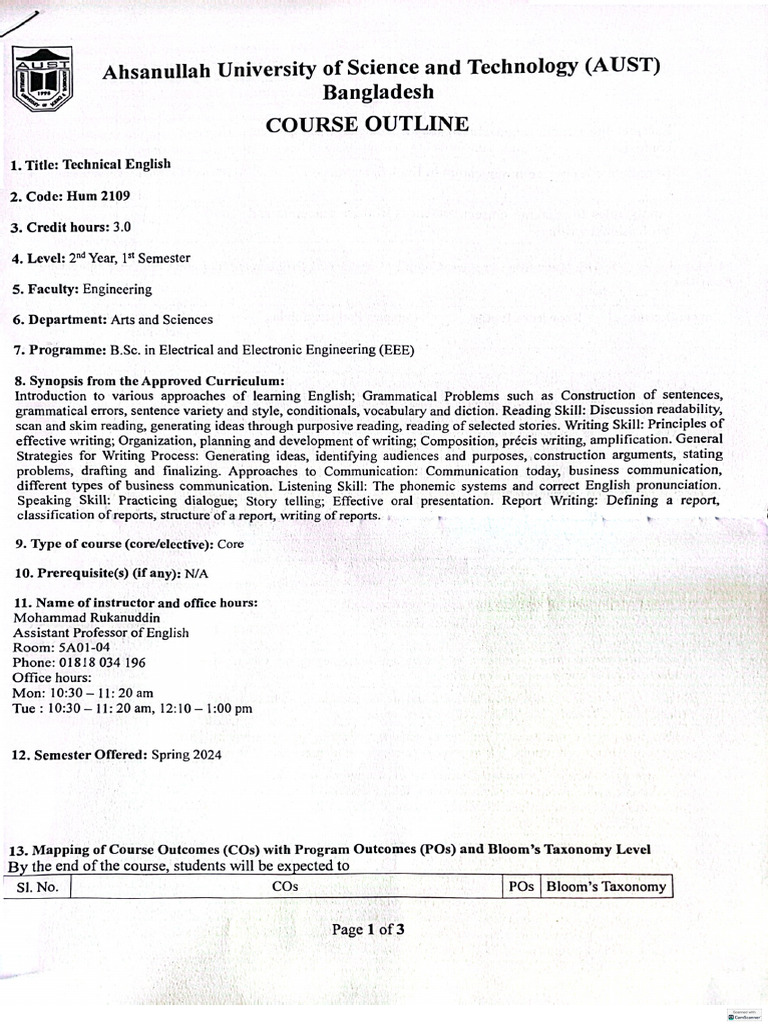 HUM 2109 Course Outline | PDF