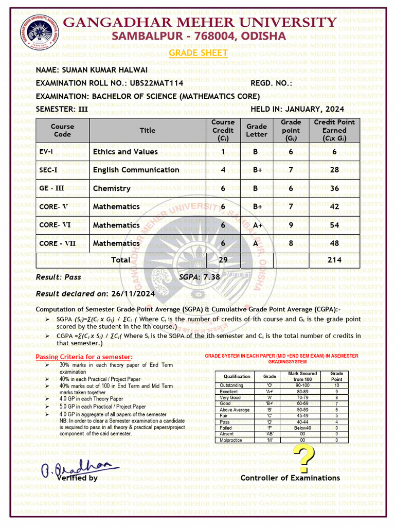 Marksheet 3rd Sem | PDF | Vocational Education | Educational Assessment And Evaluation