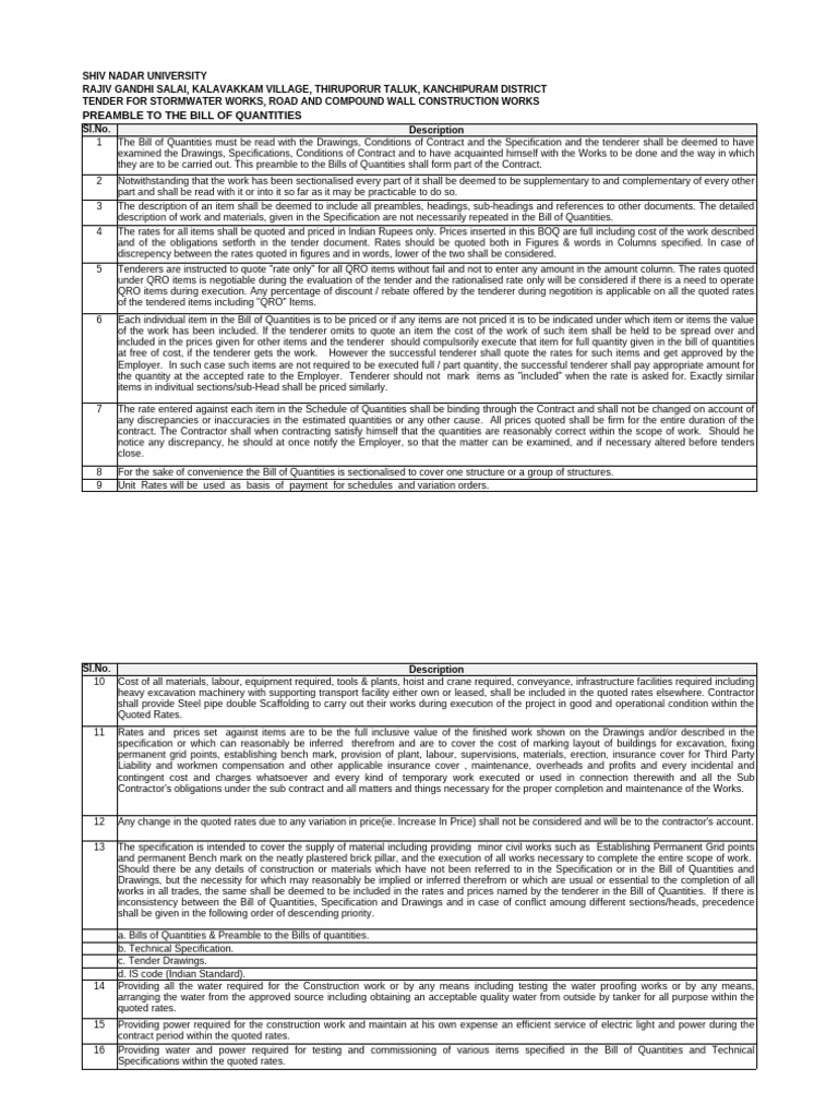 3. Paver BOQ SNU Chennai | PDF | Specification (Technical Standard) | Prices