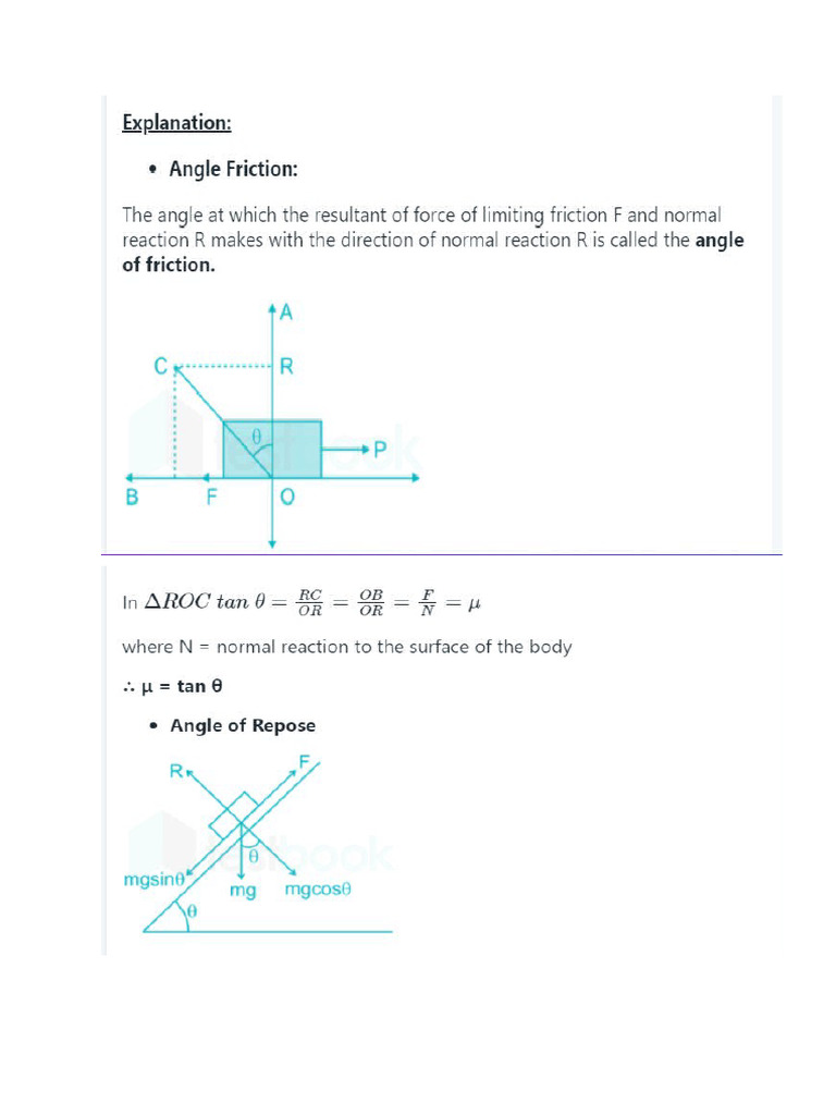 Relation between Angle of friction and repose | PDF